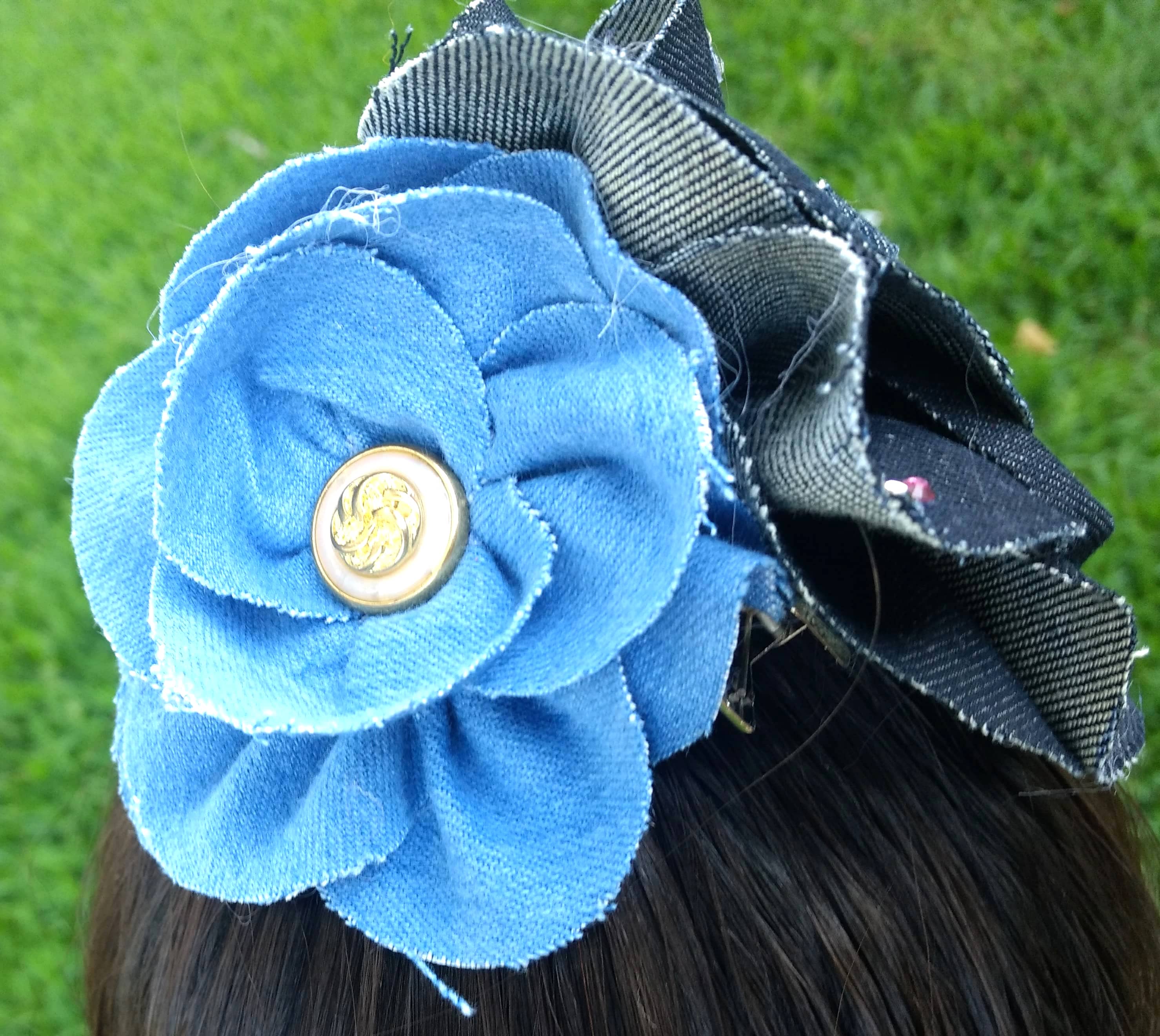 Denim flower bows