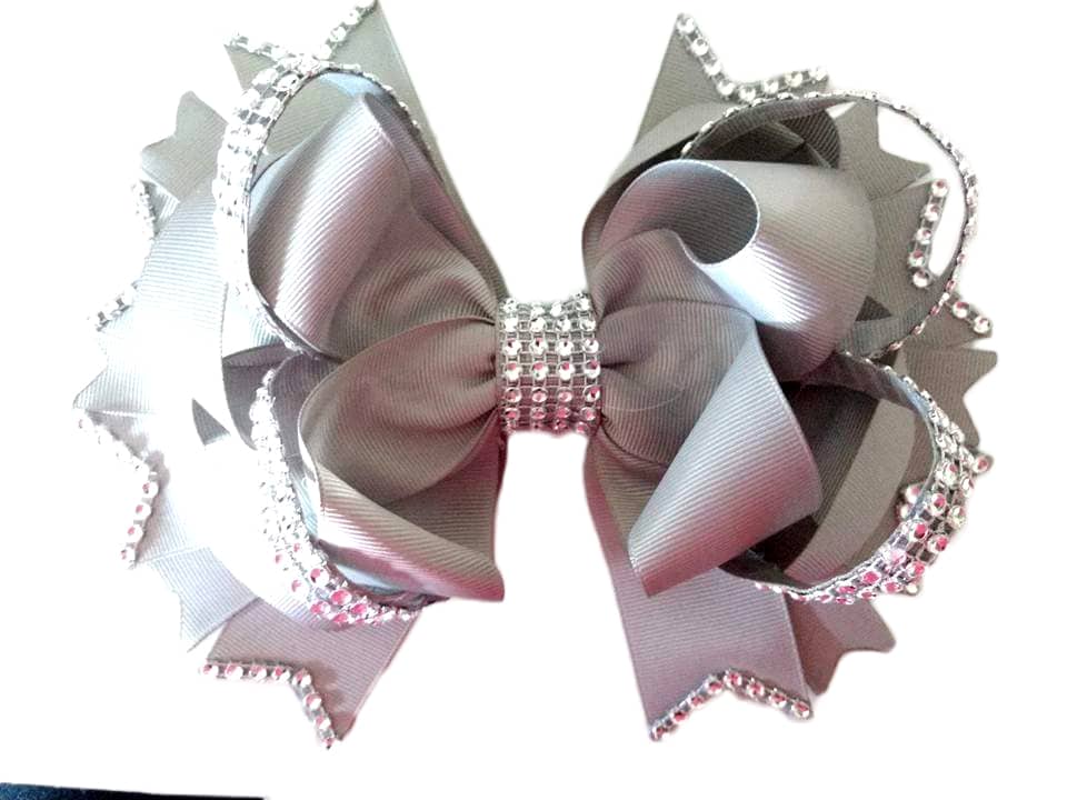 Grey bling bow